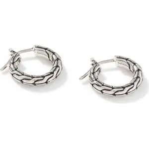John Hardy Carved Chain Hoop Earrings - Silver