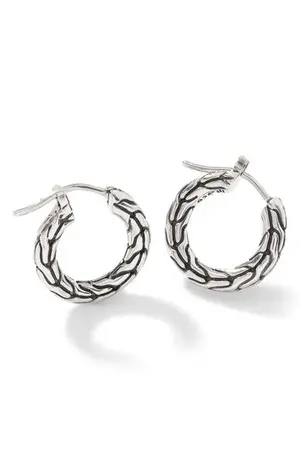 John Hardy Carved Chain Hoop Earrings