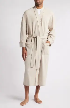 Majestic International Waffle Knit Robe - Camel