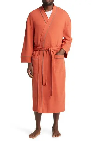 Majestic International Waffle Knit Robe - Terracotta