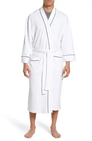 Majestic International Waffle Knit Robe - White