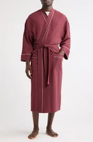 Majestic International Waffle Knit Robe Winterberry