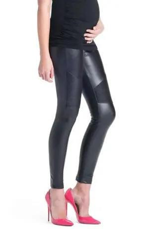 PREGGO LEGGINGS Rockstar Mamacita Maternity Moto Leggings - Black