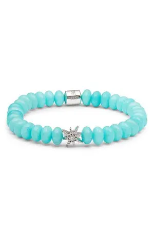 Anzie Boheme Stretch Bracelet - Silver/amazonite