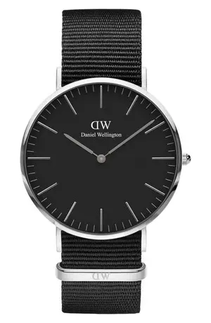 DANIEL WELLINGTON Classic Round Strap Watch - Silver/black