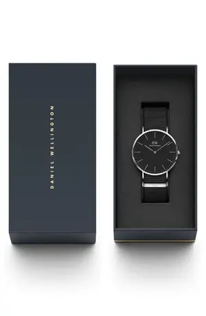 DANIEL WELLINGTON Classic Round Strap Watch - Silver/black