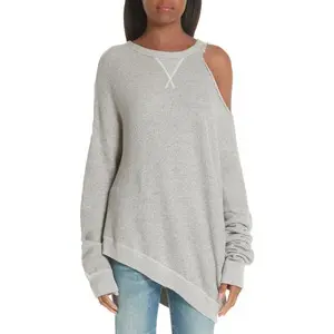 R13 Distressed Cold-shoulder Sweatshirt