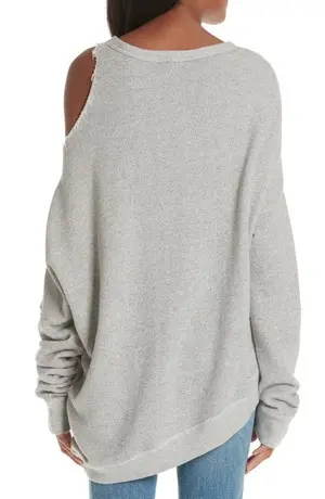 R13 Distressed Cold-shoulder Sweatshirt