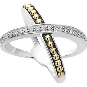 Lagos Ksl Diamond Pavé Crossover Ring - Silver/ Gold/ Diamond
