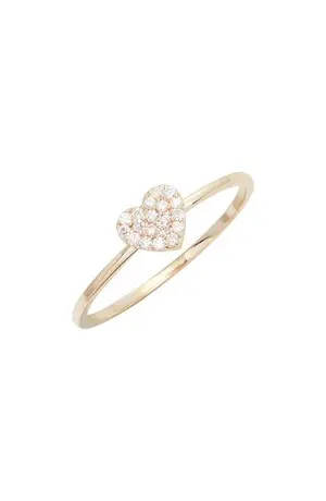 Anzie Love Letter Pavé Heart Ring - Gold/dia