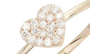 Anzie Love Letter Pavé Heart Ring - Gold/dia