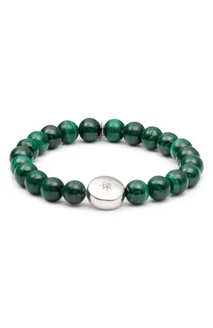 Anzie Anzie Star Charm Beaded Bracelet Silver/ Malachite