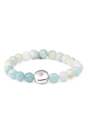 Anzie Star Charm Beaded Bracelet - Silver/aquamarine