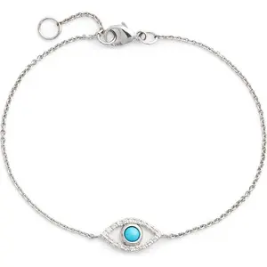 Anzie Evil Eye Turquoise Bracelet - Silver/blue