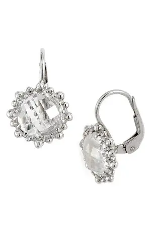 Anzie Dew Drop Snowflake White Topaz Drop Earrings - Silver