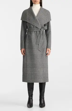 Mackage Mai Wool Wrap Coat - Black-cream