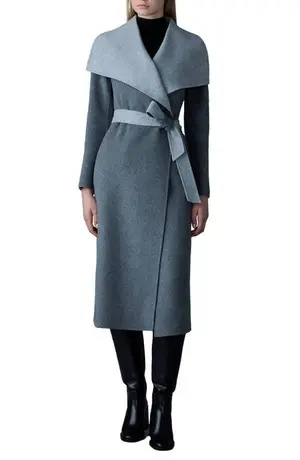 Mackage Mai Wool Wrap Coat - Carbon Mix-light Grey Mix