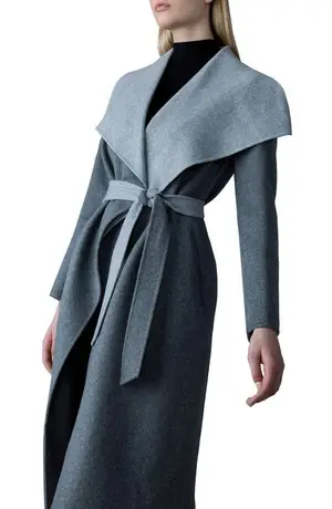 Mackage Mai Wool Wrap Coat - Carbon Mix-light Grey Mix