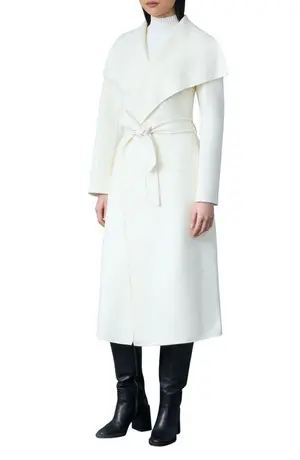 Mackage Mai Wool Long Wrap Coat - Cream