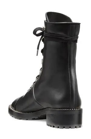 STUART WEITZMAN Kolbie Combat Boot - Black/silver