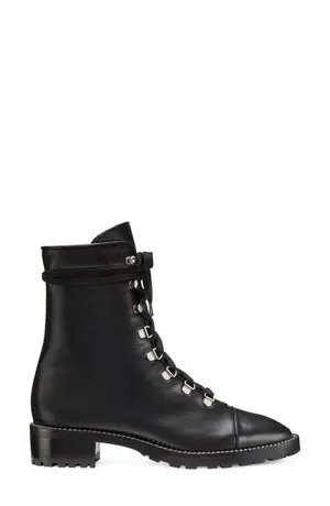 STUART WEITZMAN Kolbie Combat Boot - Black/silver