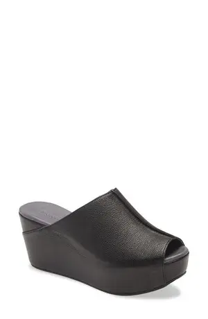 CHOCOLAT BLU Wynn Peep Toe Mule - Black Leather