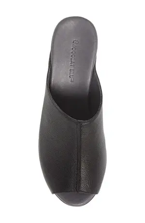 CHOCOLAT BLU Wynn Peep Toe Mule - Black Leather