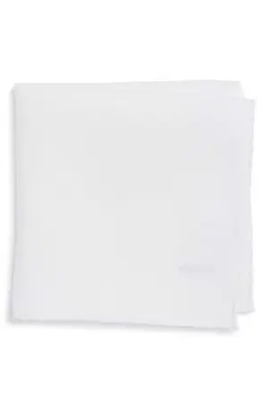 Eton Solid Linen Pocket Square - White