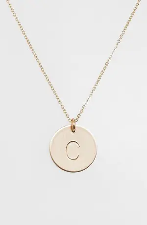 NASHELLE Nashelle 14k-Gold Fill Initial Disc Necklace 14k Gold Fill C