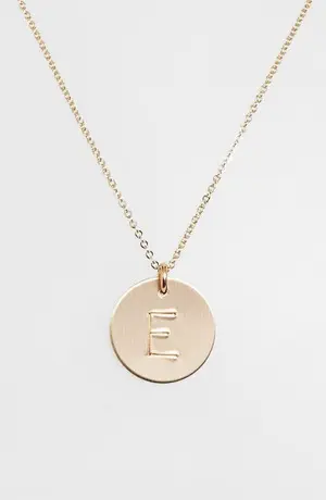 NASHELLE Nashelle 14k-Gold Fill Initial Disc Necklace 14k Gold Fill E