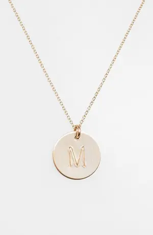 NASHELLE 14k-gold Fill Initial Disc Necklace - 14k Gold Fill M