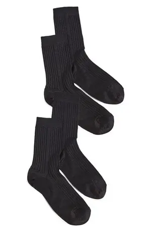 STEMS Silky Blend Assorted 2-pack Rib Crew Socks - Black Black