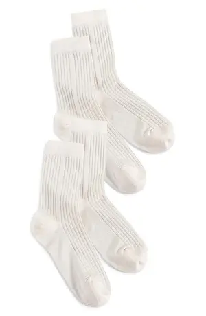 STEMS Silky Blend Assorted Ribbed Crew Socks 2-pack - Ivory
