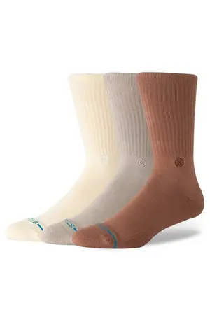 Stance Icon Assorted 3-pack Crew Socks - Brown