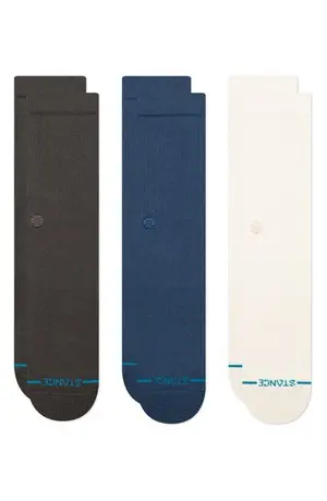 Stance Icon Assorted 3-pack Crew Socks - Charcoal