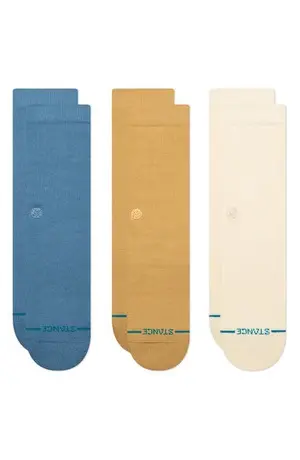 Stance Stance Icon Assorted 3-pack Crew Socks Cream
