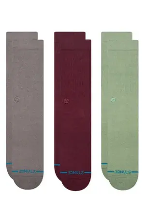 Stance Icon Assorted 3-pack Crew Socks - Darkgrey