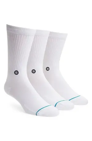 Stance Icon Assorted 3-pack Crew Socks - White