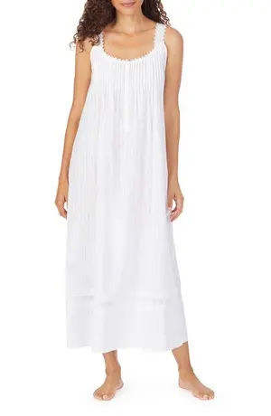 Eileen West Sleeveless Cotton Nightgown Solid White