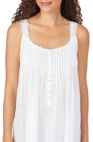 Eileen West Sleeveless Cotton Nightgown - White