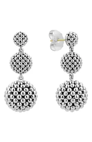 Lagos Caviar Graduated Triple Drop Earrings