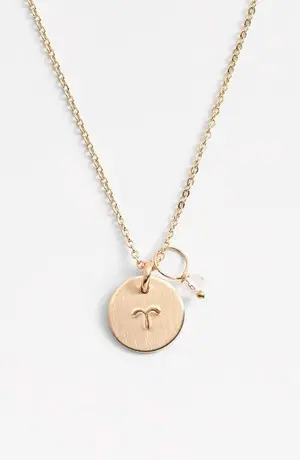 NASHELLE Nashelle 14k-Gold Fill & Semiprecious Birthstone Zodiac Mini Disc Necklace Aries