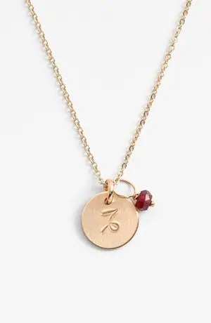 NASHELLE 14k-gold Fill & Semiprecious Birthstone Zodiac Mini Disc Necklace - Capricorn