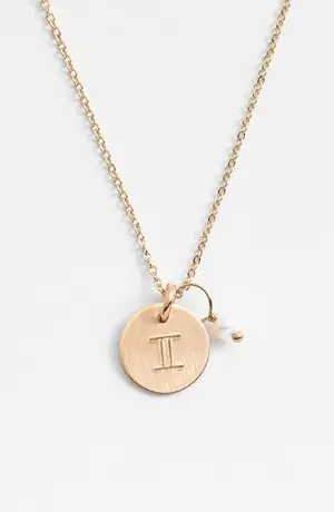 NASHELLE Nashelle 14k-Gold Fill & Semiprecious Birthstone Zodiac Mini Disc Necklace Gemini