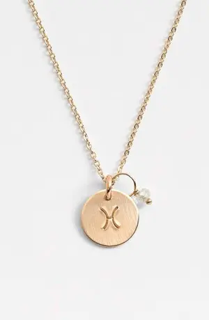NASHELLE 14k-gold Fill & Semiprecious Birthstone Zodiac Mini Disc Necklace - Pisces