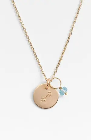 NASHELLE Nashelle 14k-Gold Fill & Semiprecious Birthstone Zodiac Mini Disc Necklace Sagittarius
