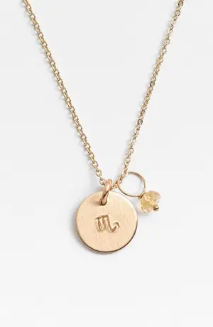 NASHELLE 14k-gold Fill & Semiprecious Birthstone Zodiac Mini Disc Necklace - Scorpio