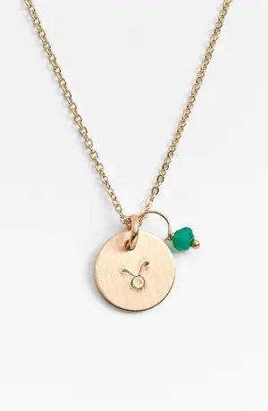 NASHELLE 14k-gold Fill & Semiprecious Birthstone Zodiac Mini Disc Necklace - Taurus