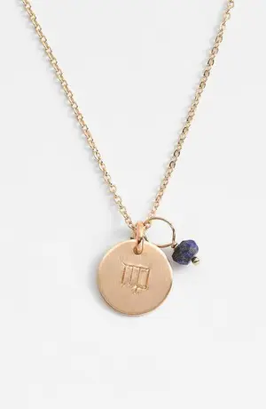 NASHELLE 14k-gold Fill & Semiprecious Birthstone Zodiac Mini Disc Necklace - Virgo