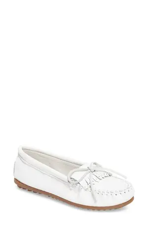Minnetonka Kilty Moccasin Loafer - White Leather